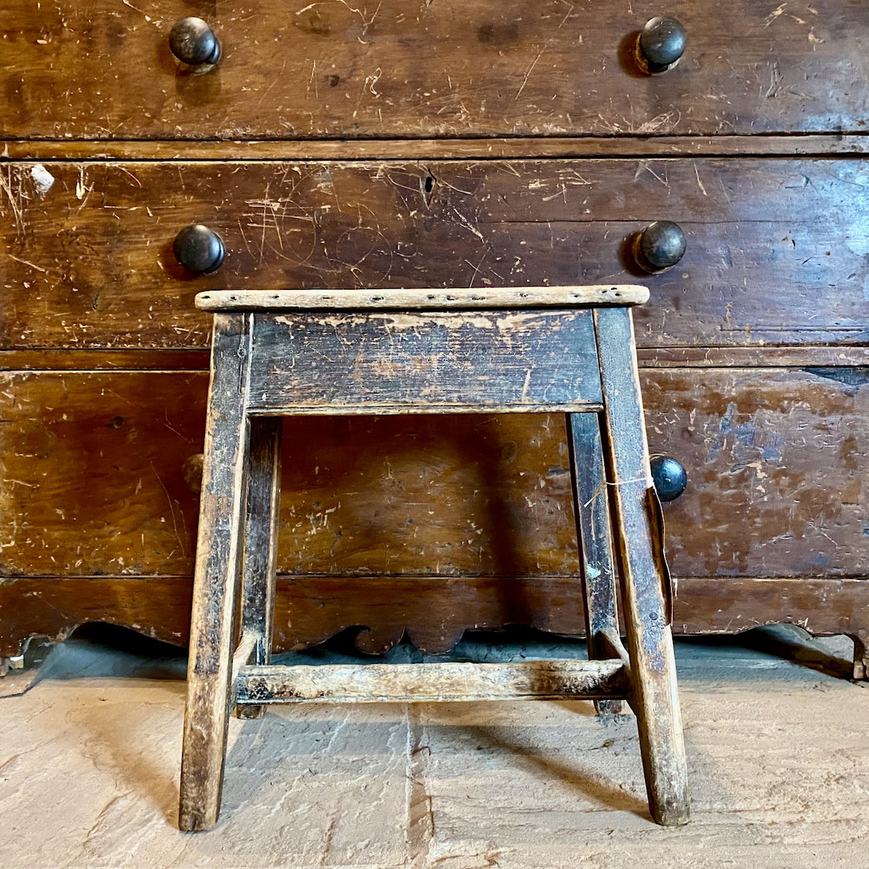 Antique Pine Stool — Lawson's Yard LTD