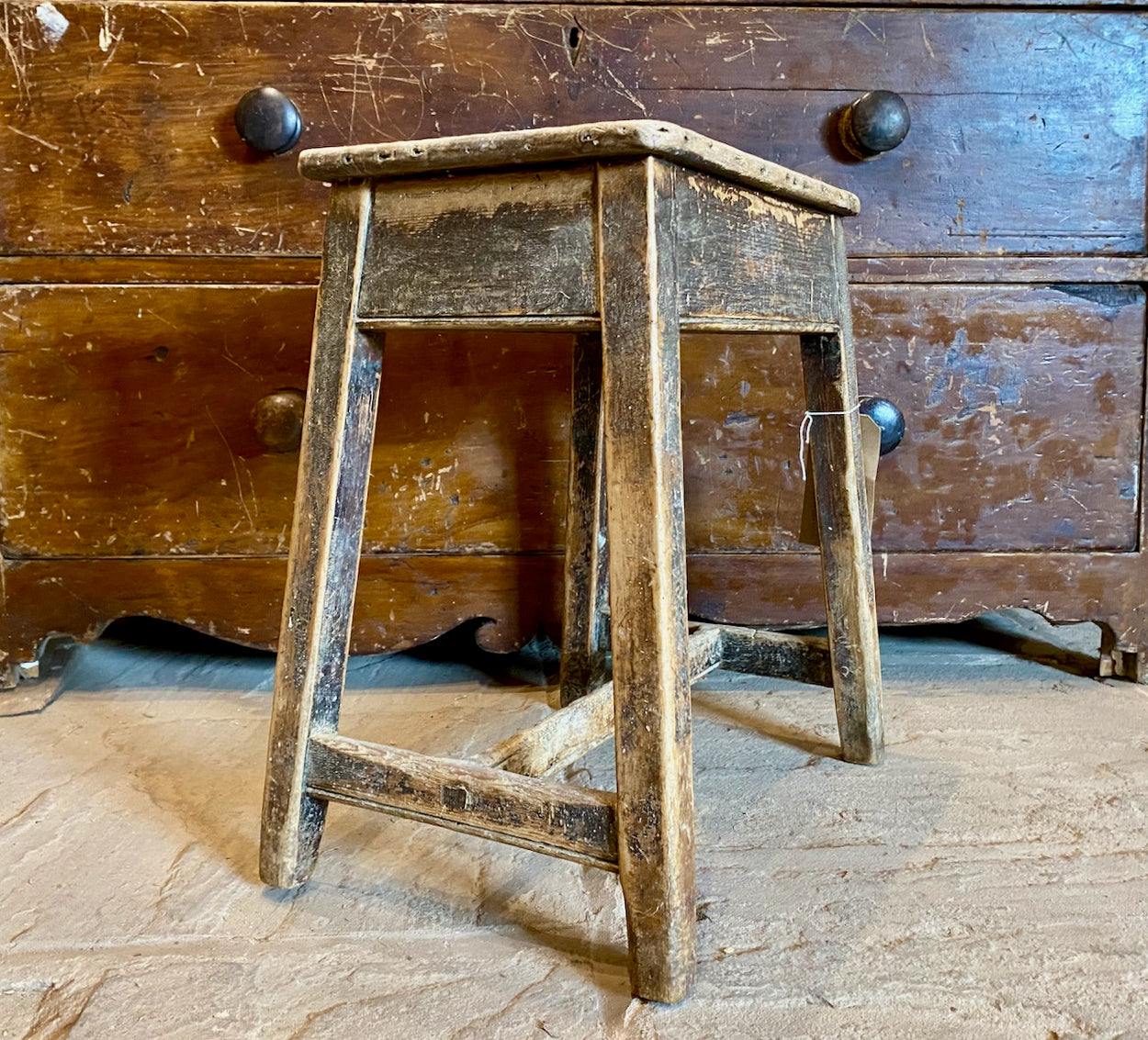 Antique Pine Stool — Lawson's Yard LTD